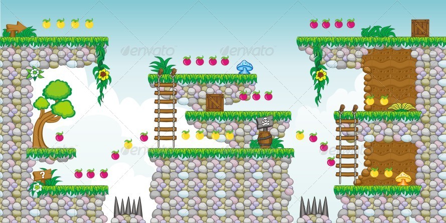 Platformer Game Tile Set 10 by papaeiwi | GraphicRiver